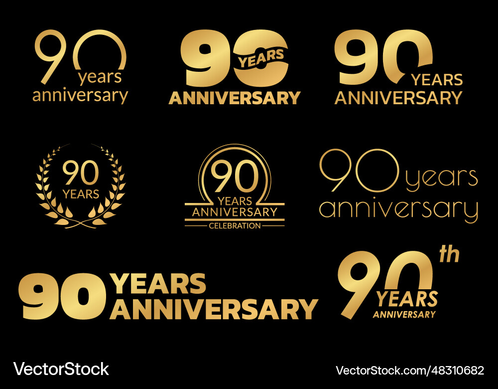 90 years anniversary icon or logo set 90th Vector Image