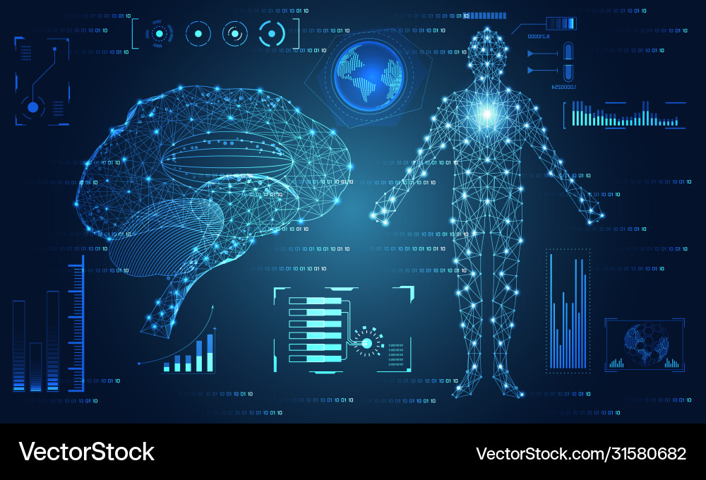 Abstract technology ui futuristic concept brain Vector Image