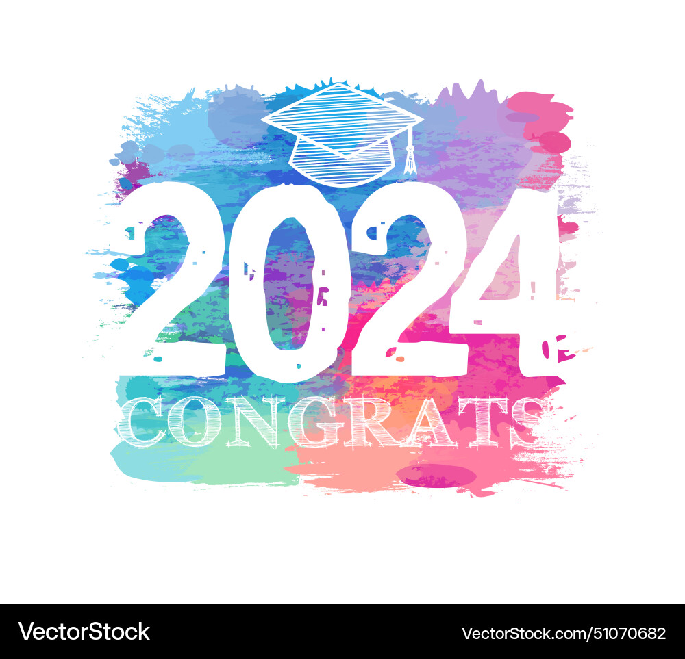 Artistic graduation banner 2024 Royalty Free Vector Image