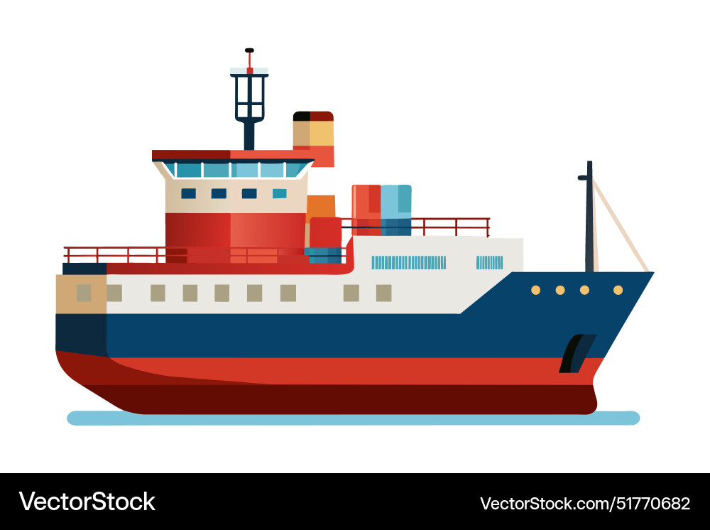 Cargo ship vehicle water transport Royalty Free Vector Image
