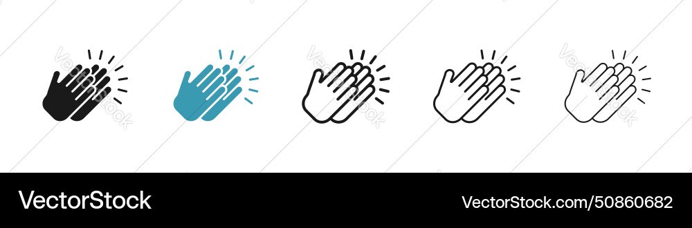 Clapping hands icon set congratulation and cheers Vector Image