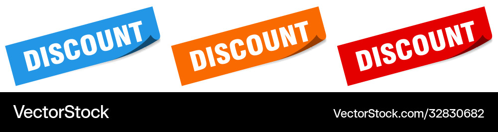 Discount paper peeler sign set sticker Royalty Free Vector