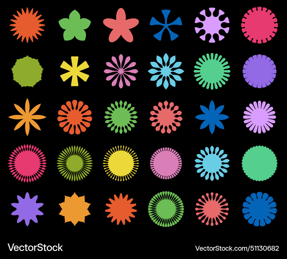 Eclectic shapes on black Royalty Free Vector Image