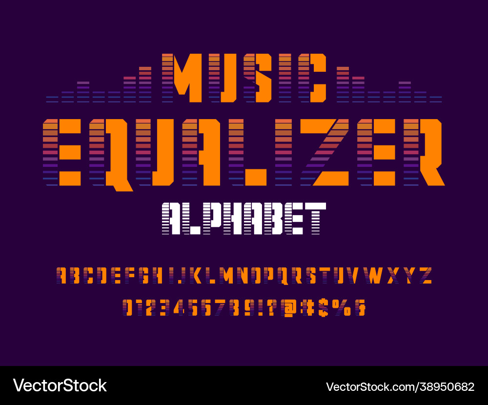Equalizer Techno Font Royalty Free Vector Image