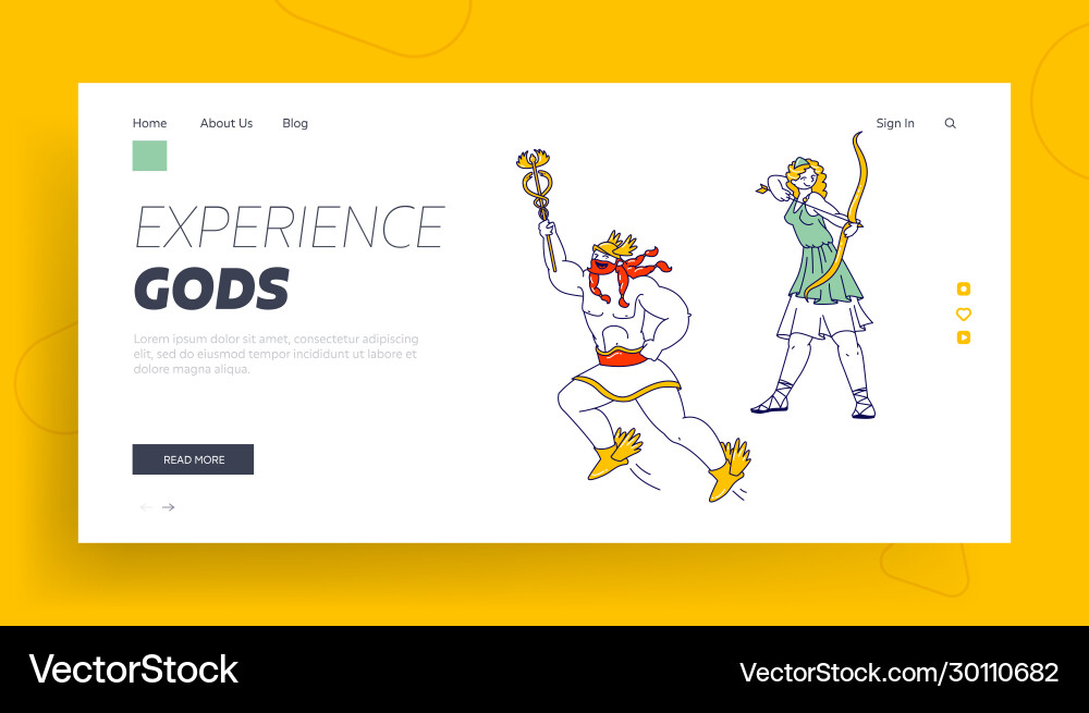Greece mythology characters landing page template Vector Image