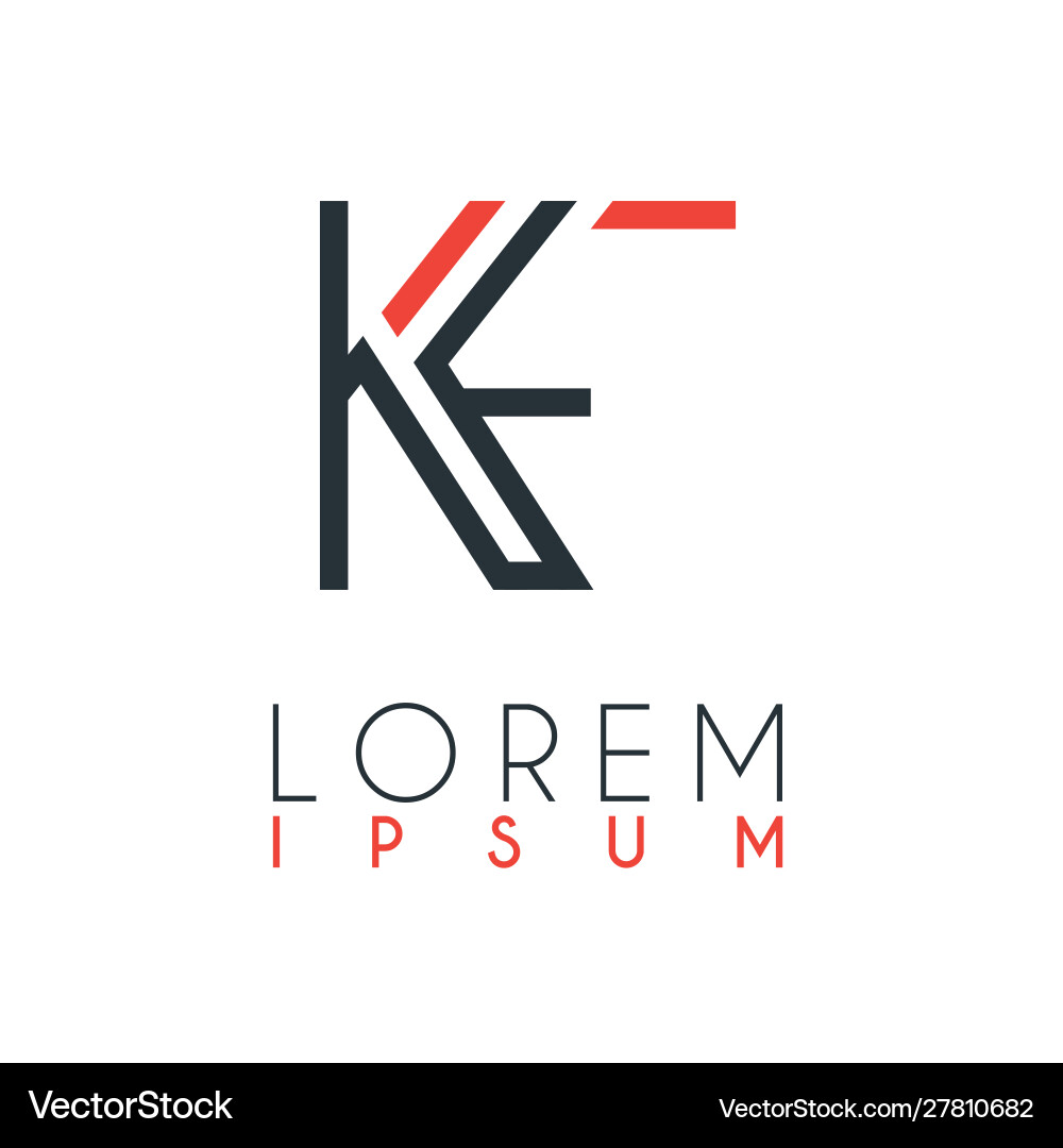 Logo between letter k and f or kf Royalty Free Vector Image