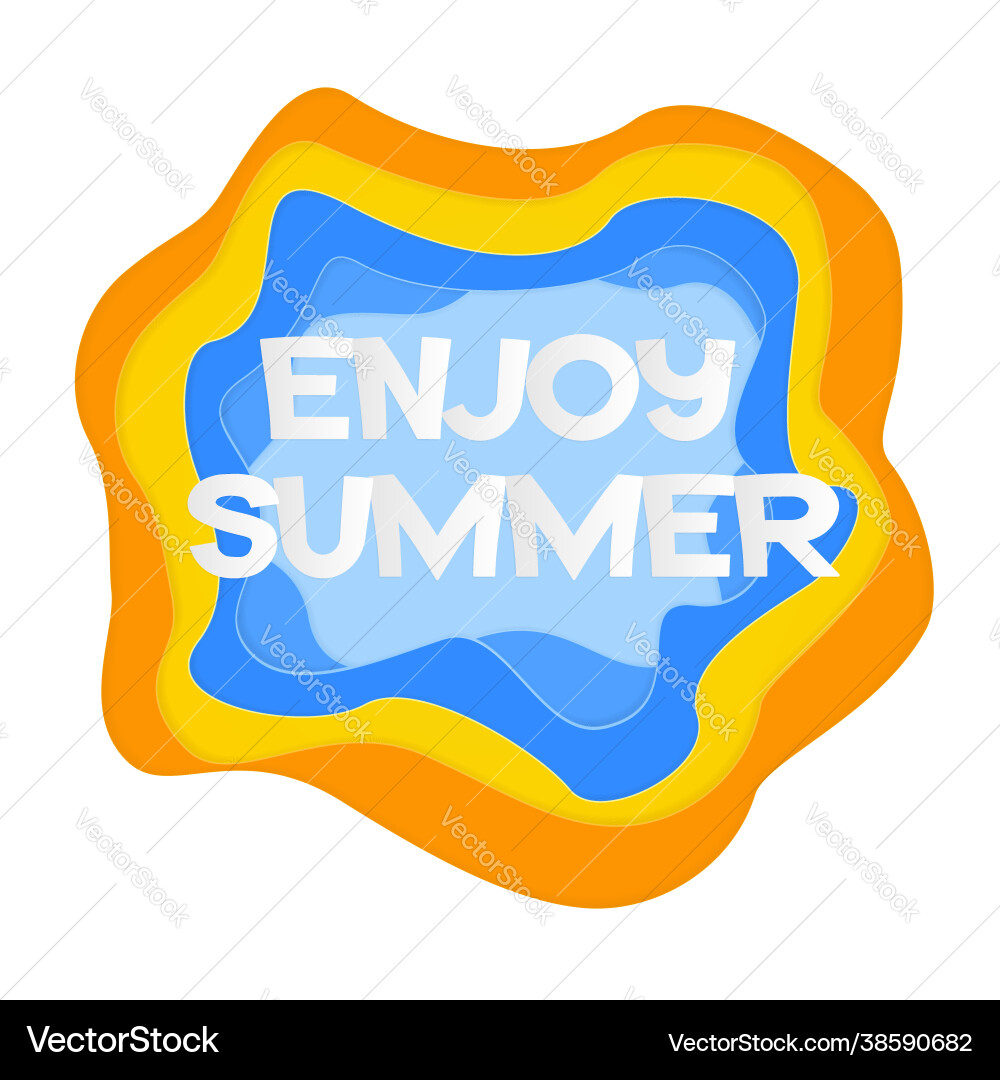 Papercut banner with phrase enjoy summer Vector Image