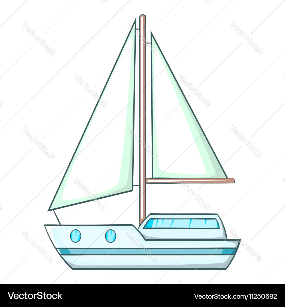 Segelschiff Ikone Cartoon Stil Lizenzfreies Vektorbild