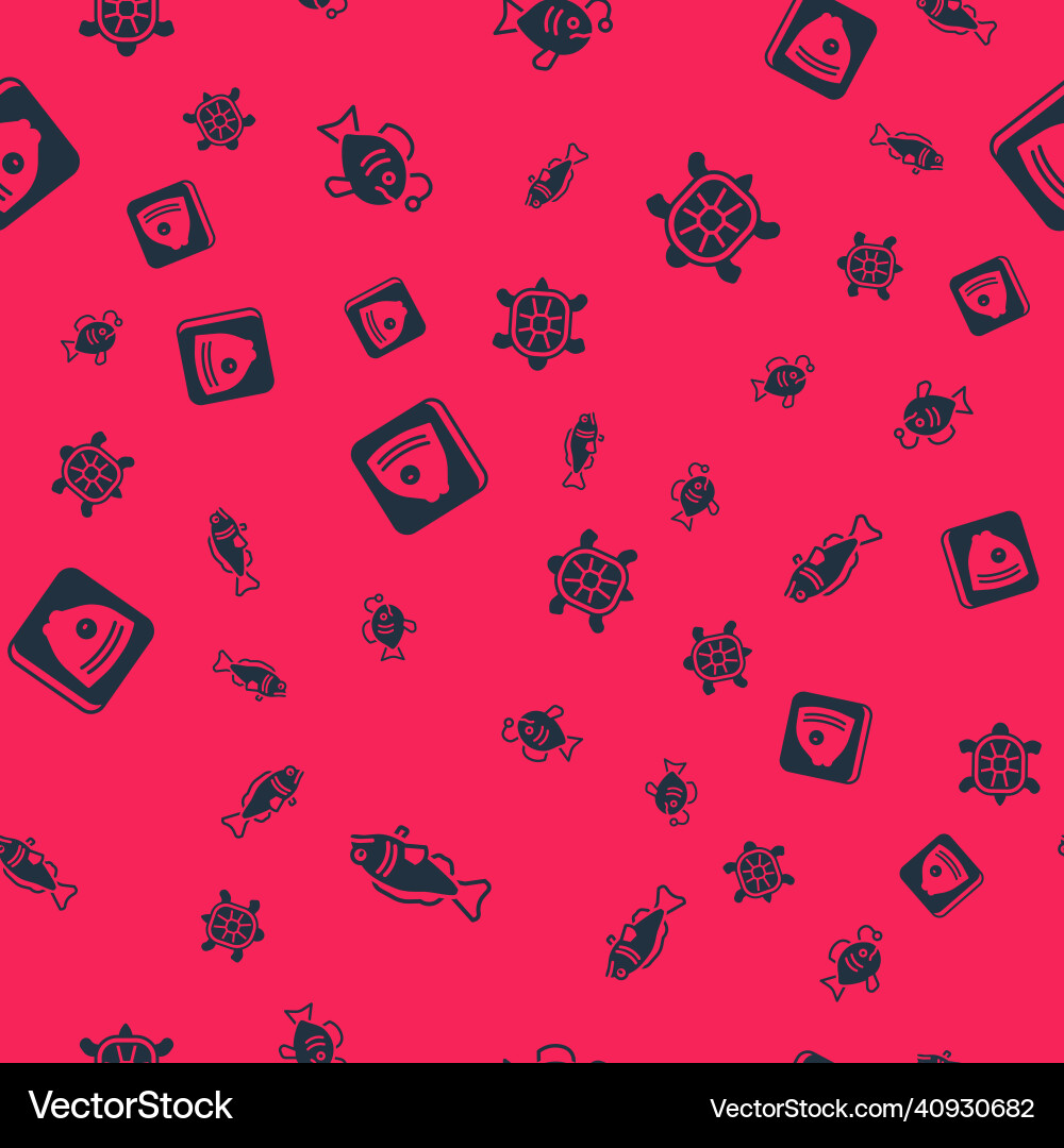 Set fish tropical head and turtle Royalty Free Vector Image