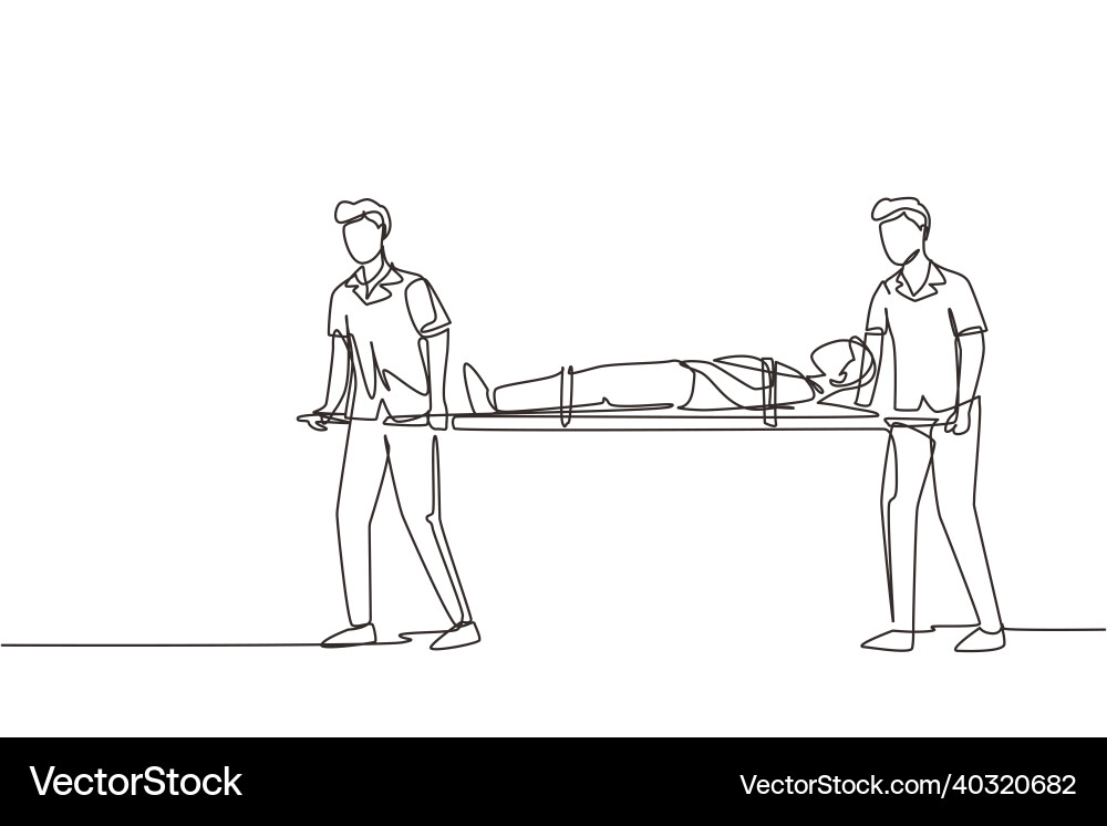 Single one line drawing ambulance emergency Vector Image