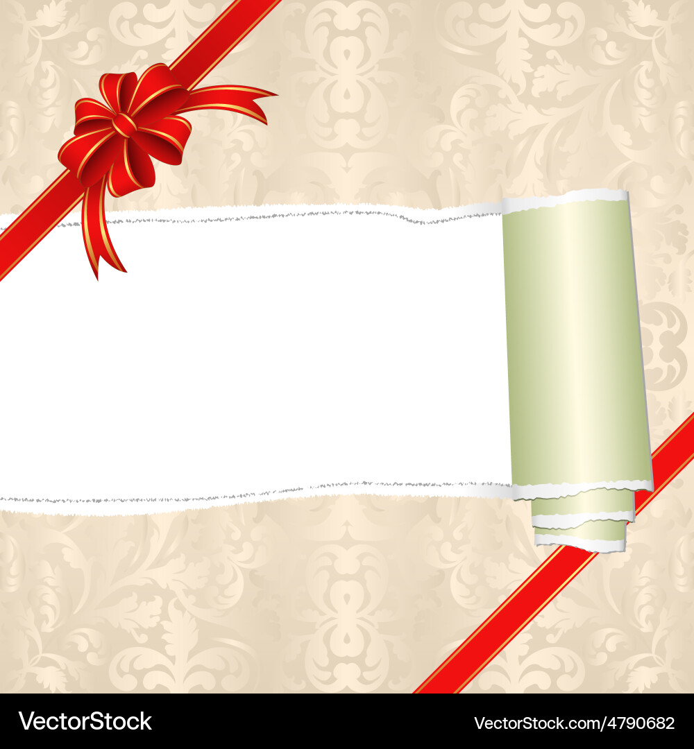 Torn wrapping paper with ribbons Royalty Free Vector Image