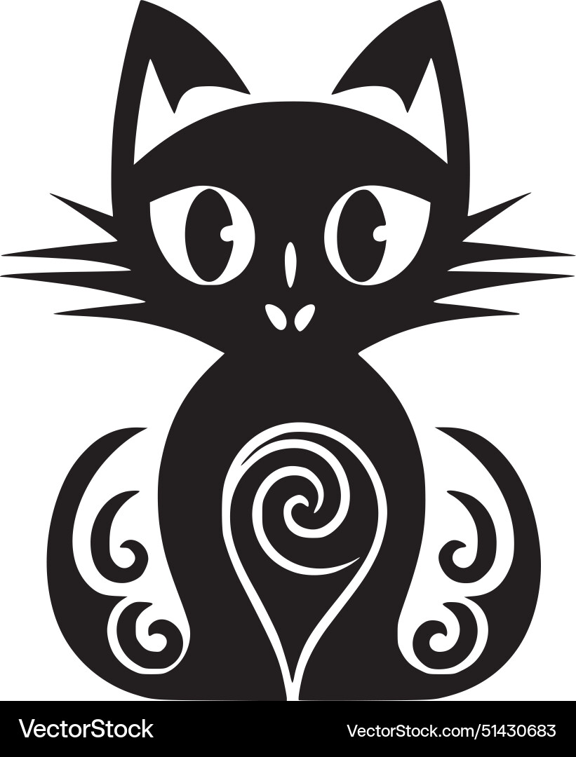 Cat - black and white isolated icon Royalty Free Vector