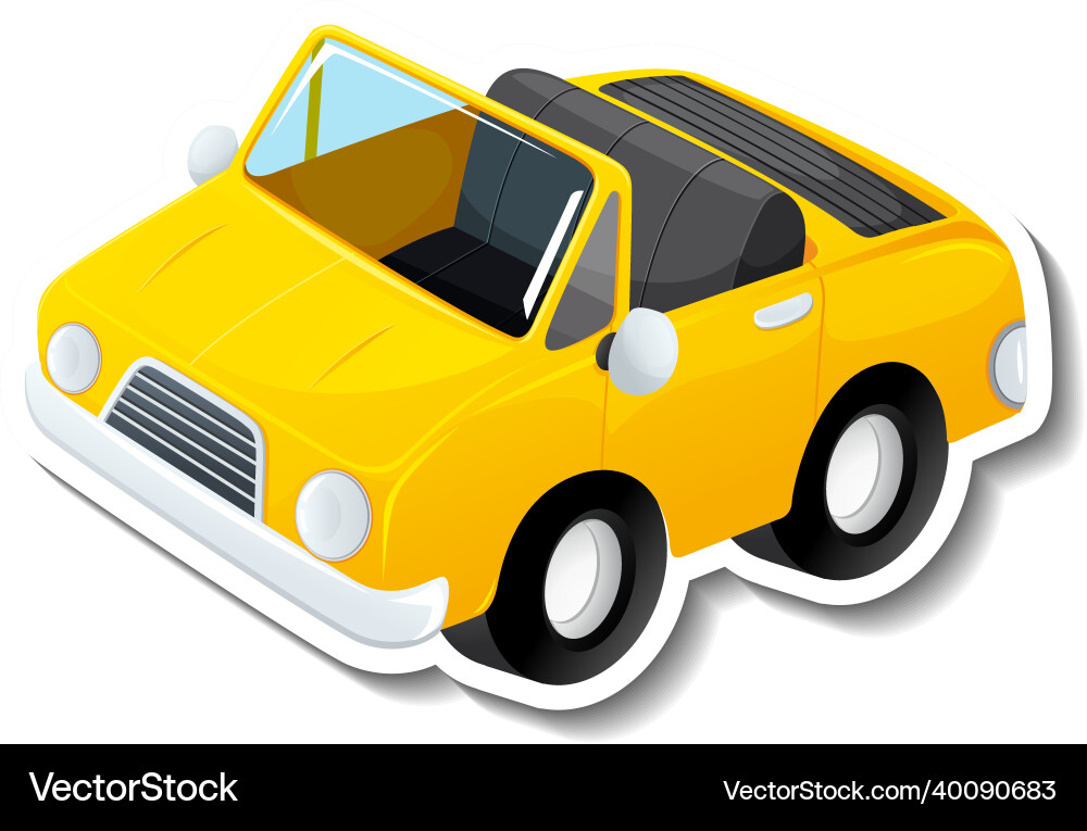 Convertible car cartoon sticker on white Vector Image