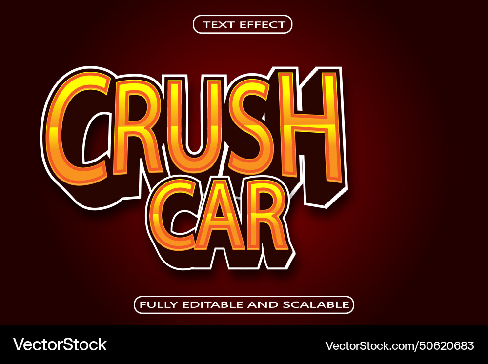 Crush car editable text effect 3 dimension emboss Vector Image
