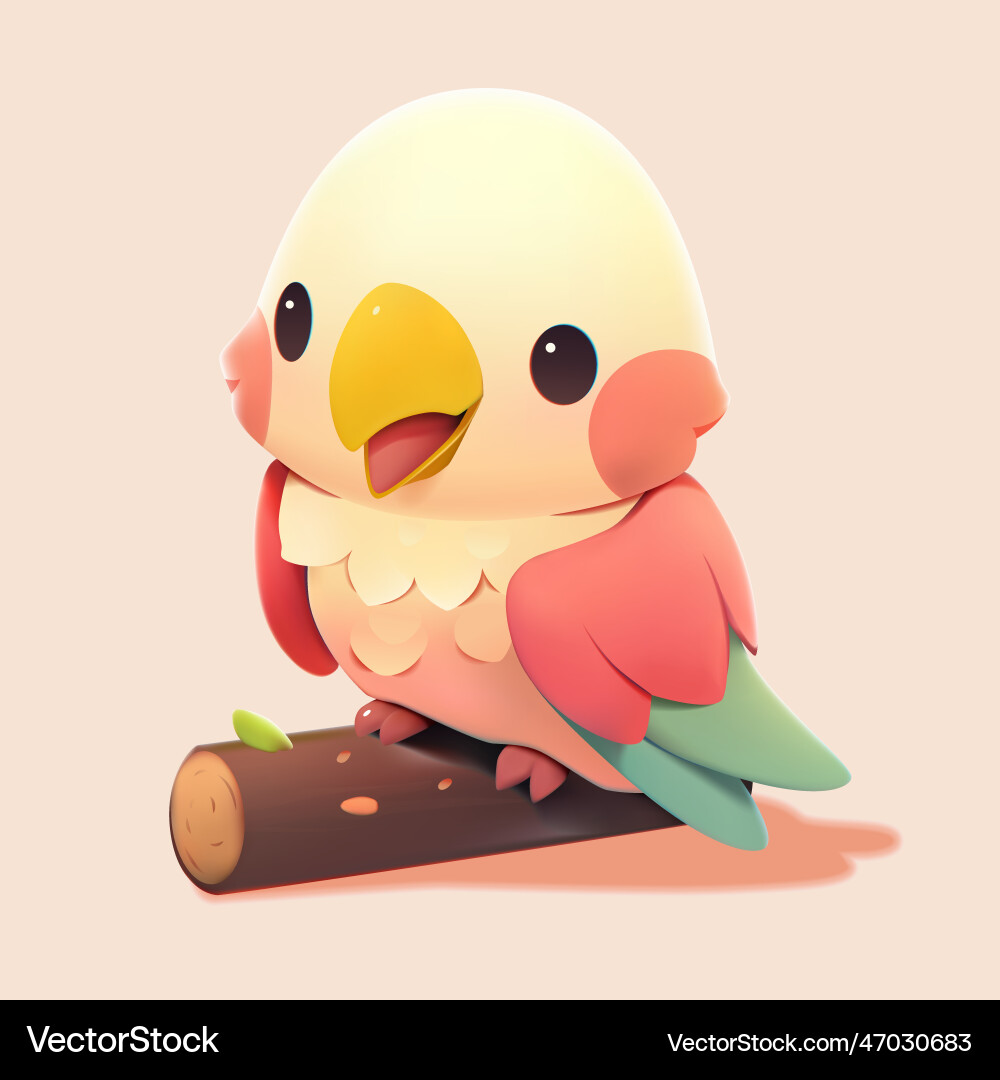 Cute little parrotwith a kind smiling face and big