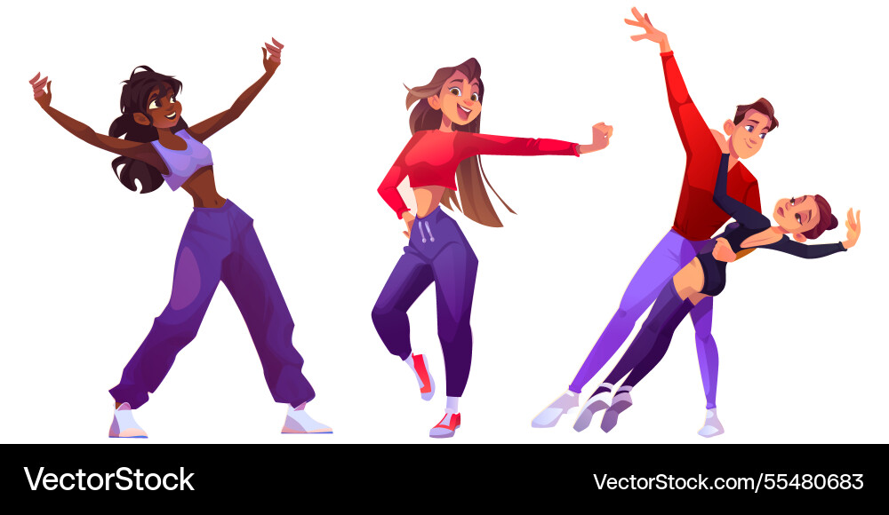 Dancer characters set showing different styles Vector Image