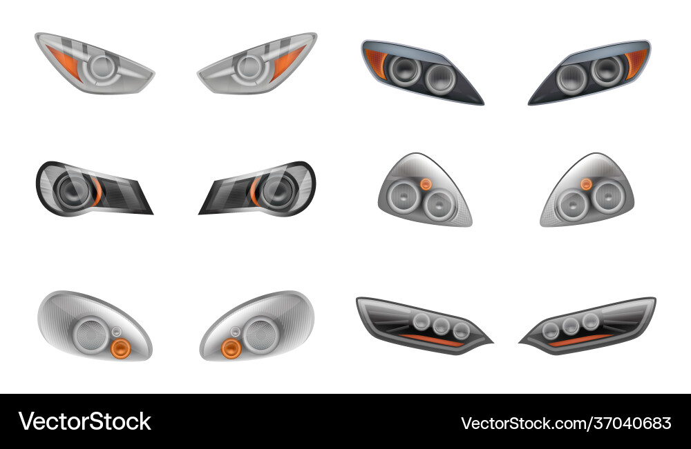 Headlights from cars glow automobile effects led Vector Image