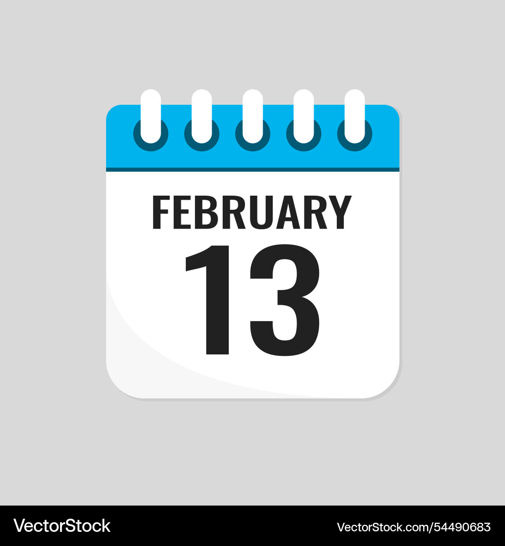 Icon page calendar day - 13 february Royalty Free Vector
