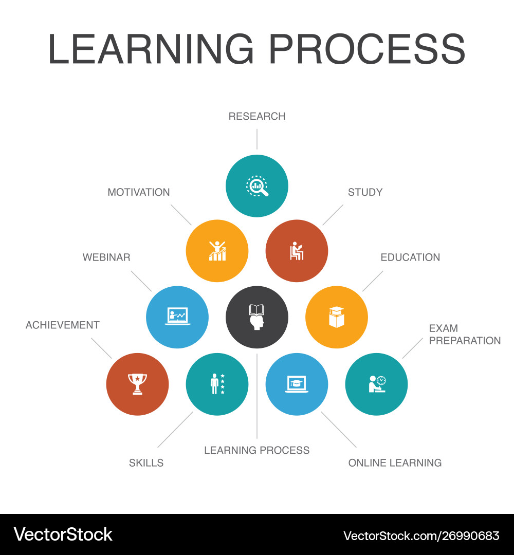 Learning process infographic 10 steps concept Vector Image