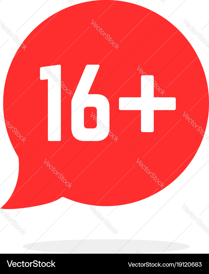 Red speech bubble like 16 plus Royalty Free Vector Image