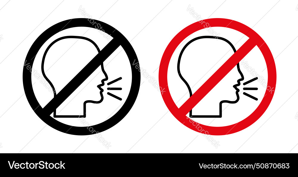 Stop talking sign icon set prohibited noise Vector Image