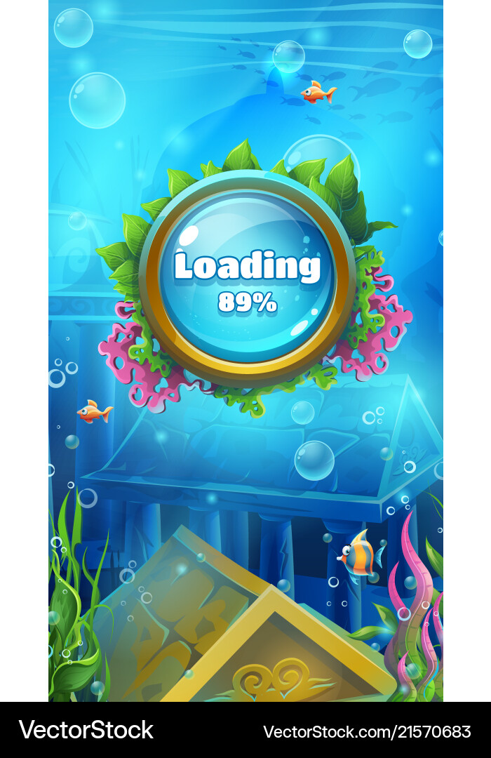 Underwater Atlantis Ruins Loading Screen Vector Image