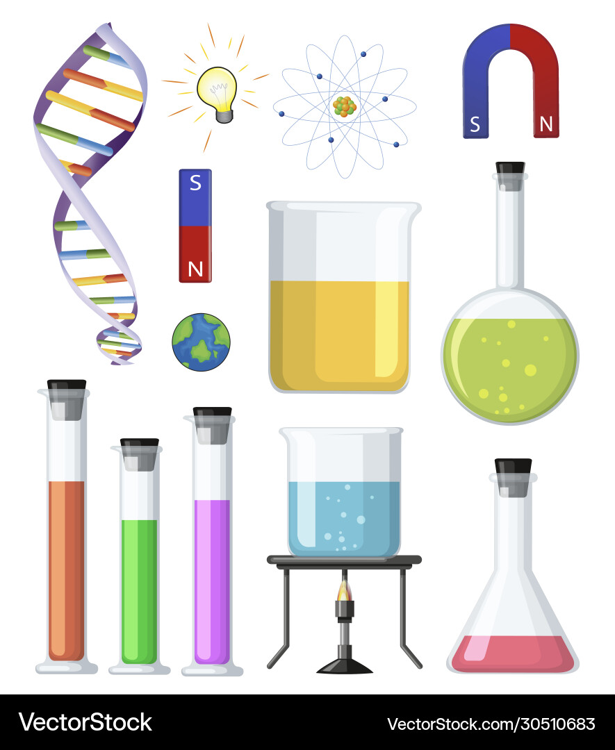 Variety science elements set Royalty Free Vector Image