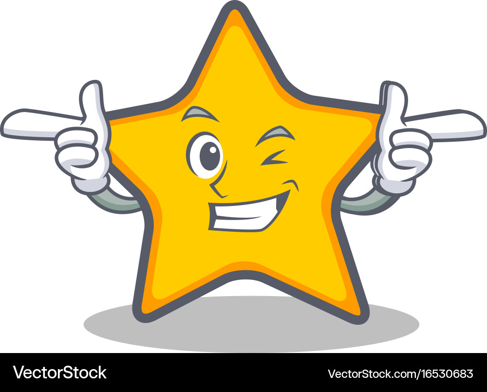 Wink star character cartoon style Royalty Free Vector Image