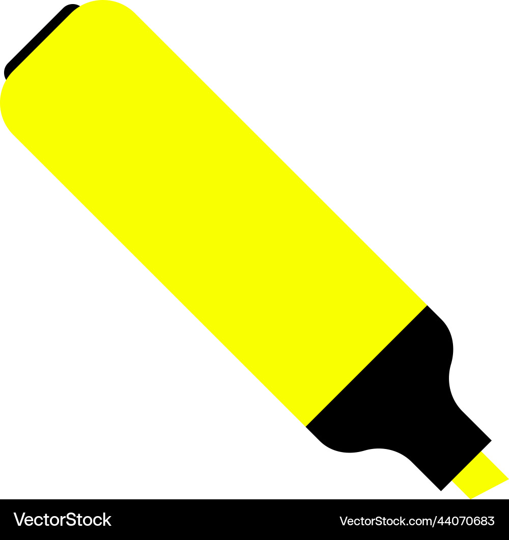 Yellow office marker icon writing highlighter Vector Image