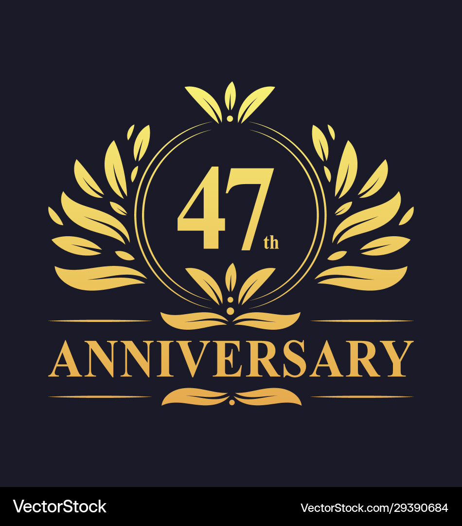 47th anniversary logo 47 years design Royalty Free Vector