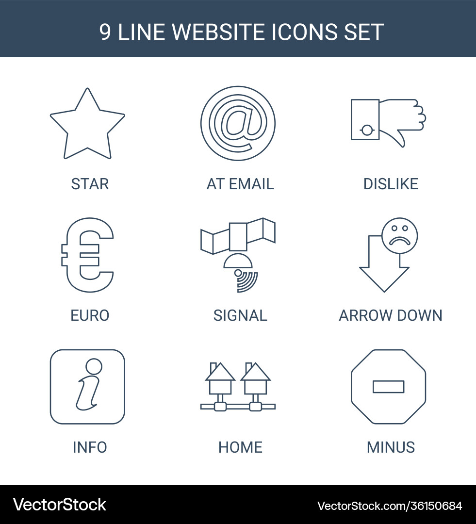 9 Website-Symbole Lizenzfreies Vektorbild - VectorStock