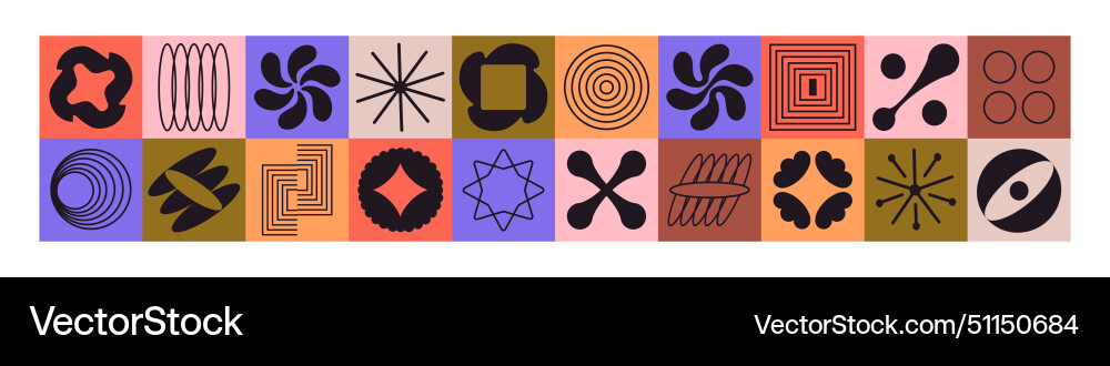 Bauhaus forms set geometric patterns of brutalism Vector Image