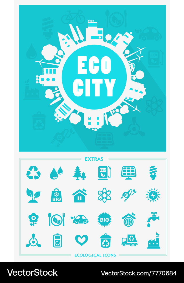 Cartoon eco city concept Royalty Free Vector Image