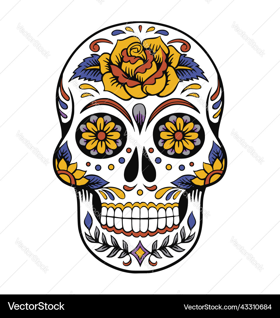 Classic day of the dead skull Royalty Free Vector Image