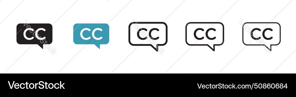 Closed caption icon set video captions Royalty Free Vector