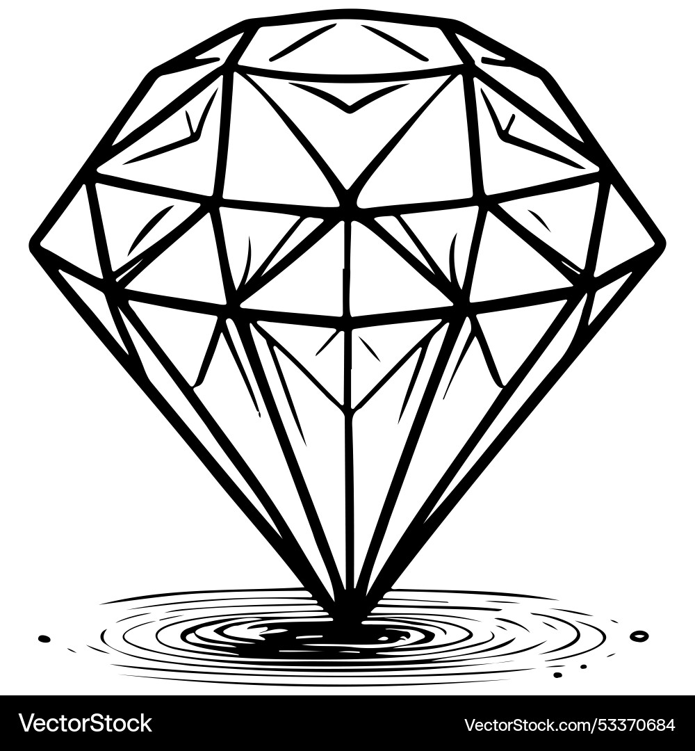 Diamond drawing black line isolated line Vector Image