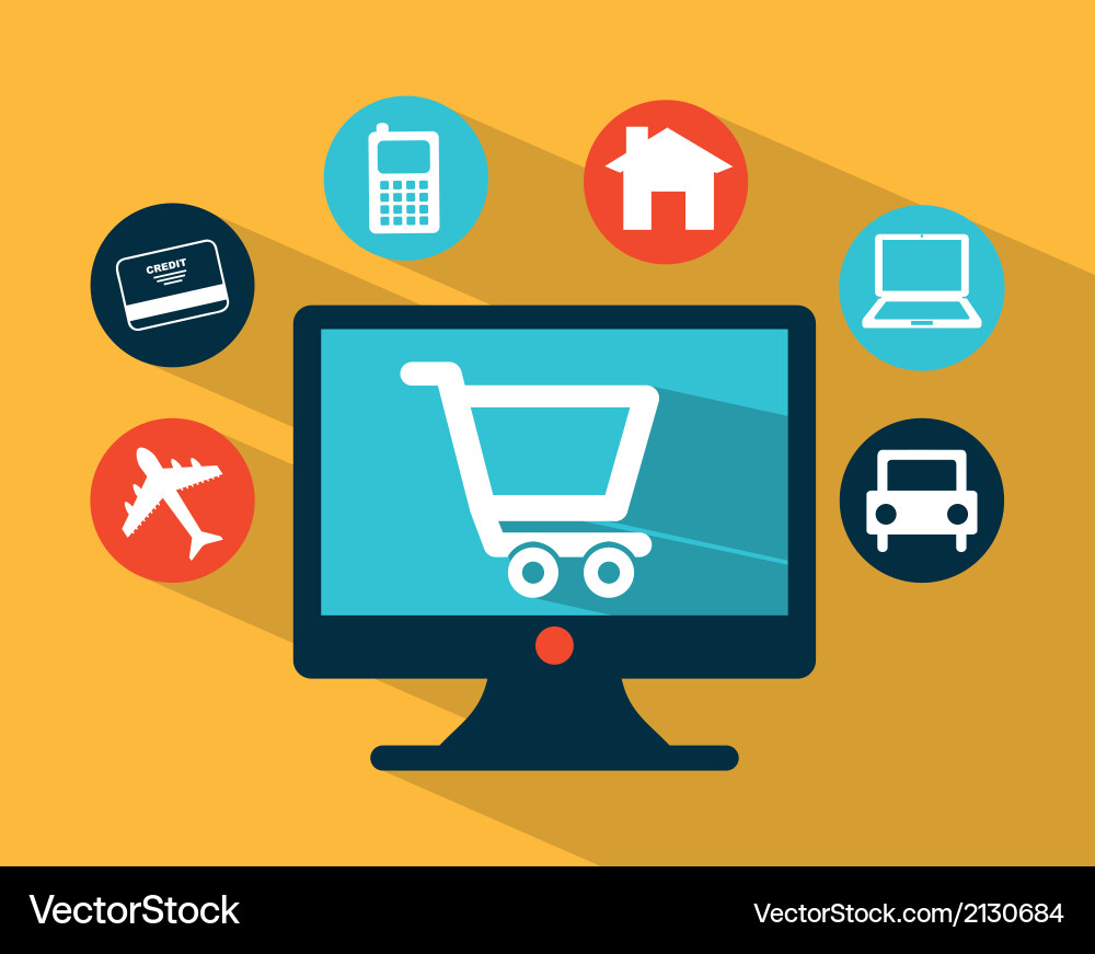Ecommerce design over yellow background Royalty Free Vector
