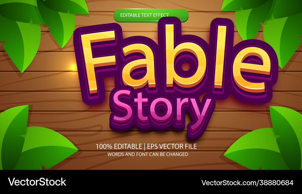 Editable text effect - fable story cartoon style Vector Image