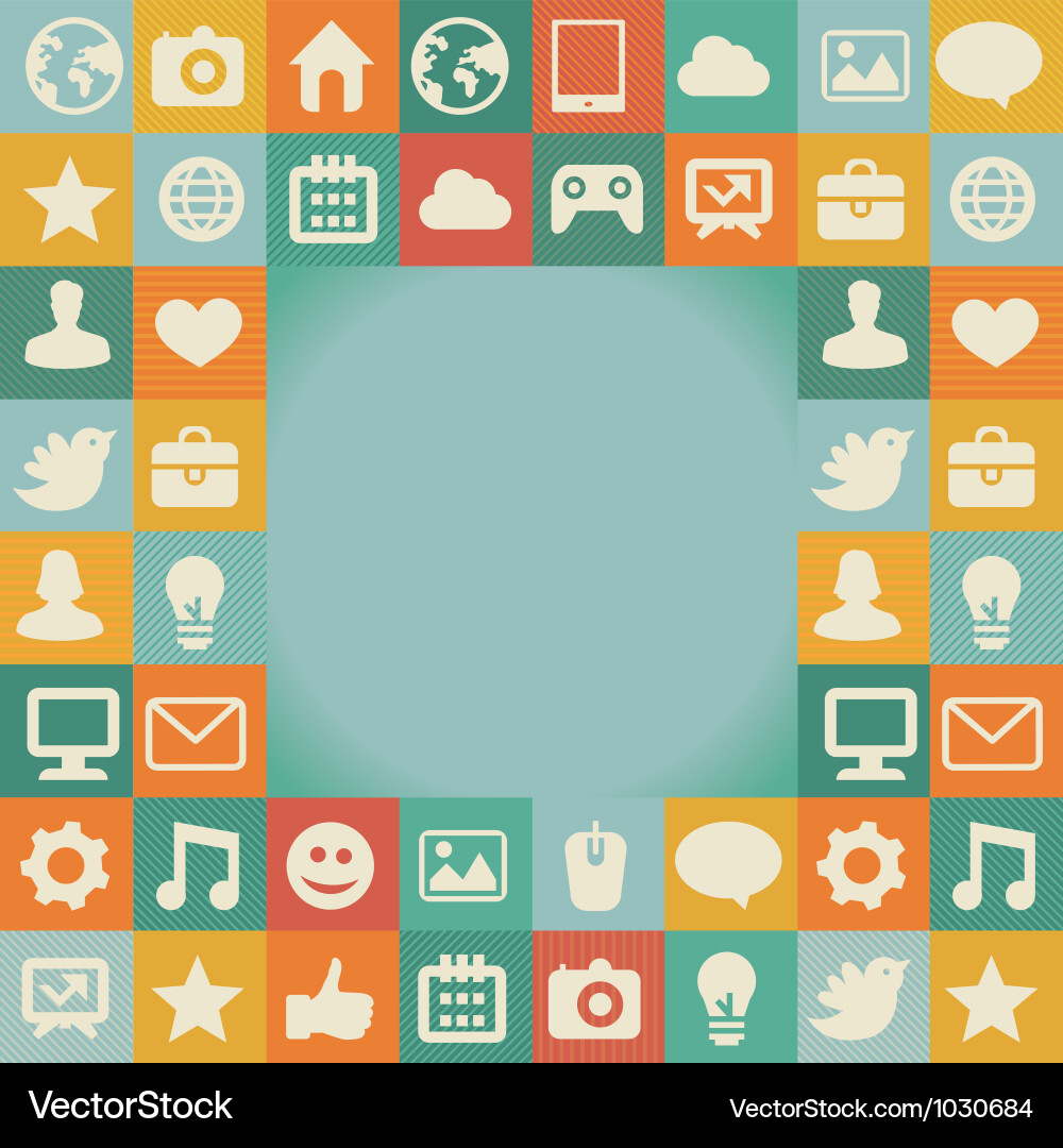 Frame with social media icons Royalty Free Vector Image