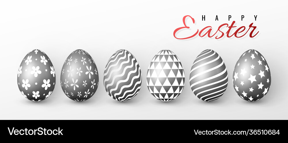 Happy easter color eggs on white background Vector Image