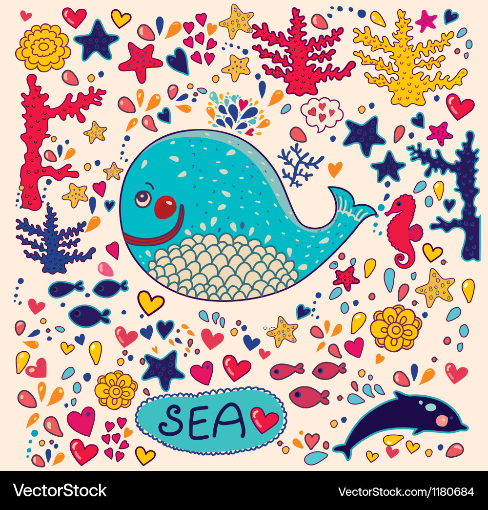 Happy whale Royalty Free Vector Image - VectorStock