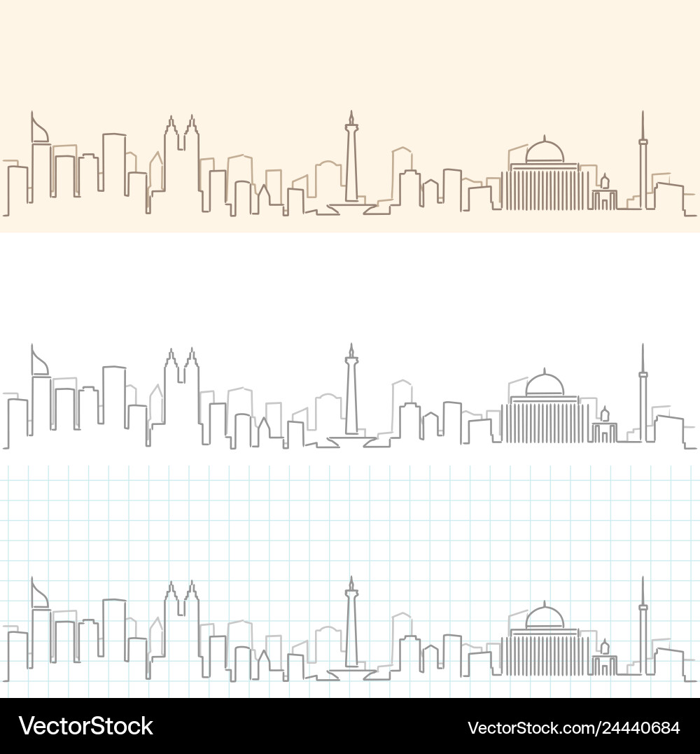 Jakarta hand drawn skyline Royalty Free Vector Image