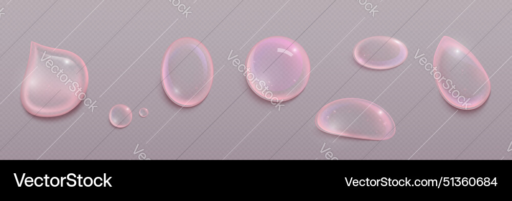 Pink serum drops set on transparent background Vector Image