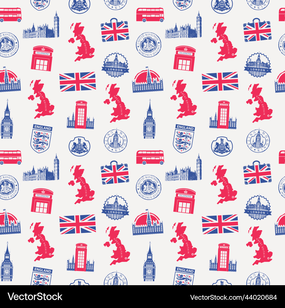 Seamless pattern on uk and london theme Royalty Free Vector