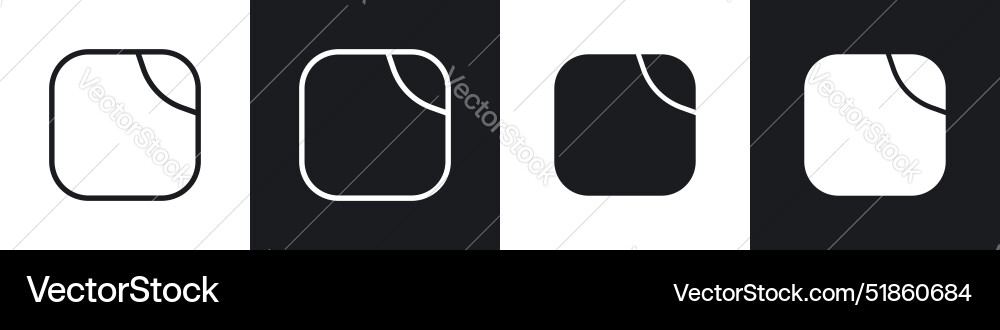 Sticker liner and solid icon set in black color Vector Image