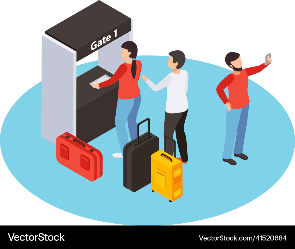 Travelers gate queue composition Royalty Free Vector Image