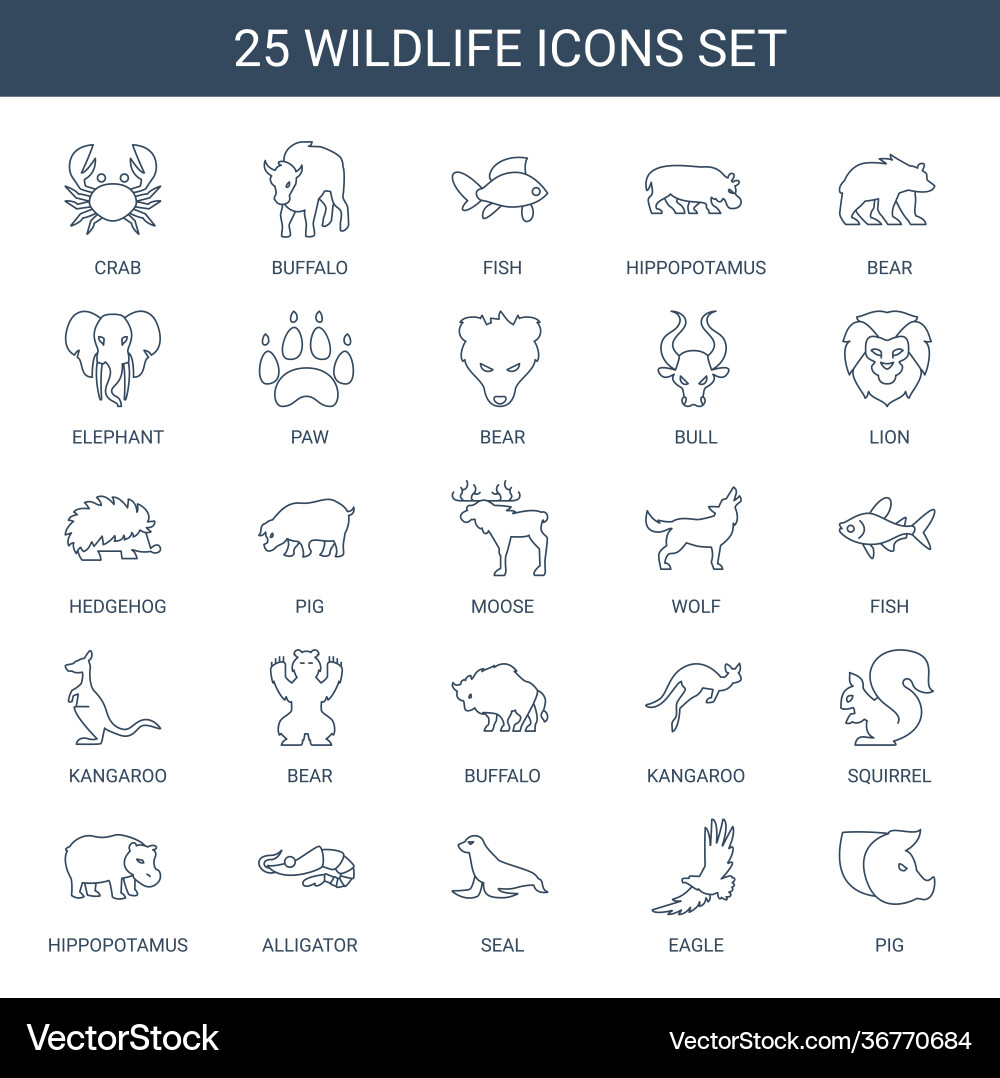 Wildlife Icons Lizenzfreies Vektorbild - VectorStock