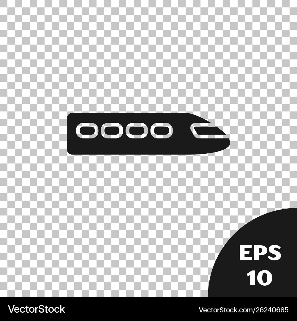 Black train icon isolated on transparent Vector Image