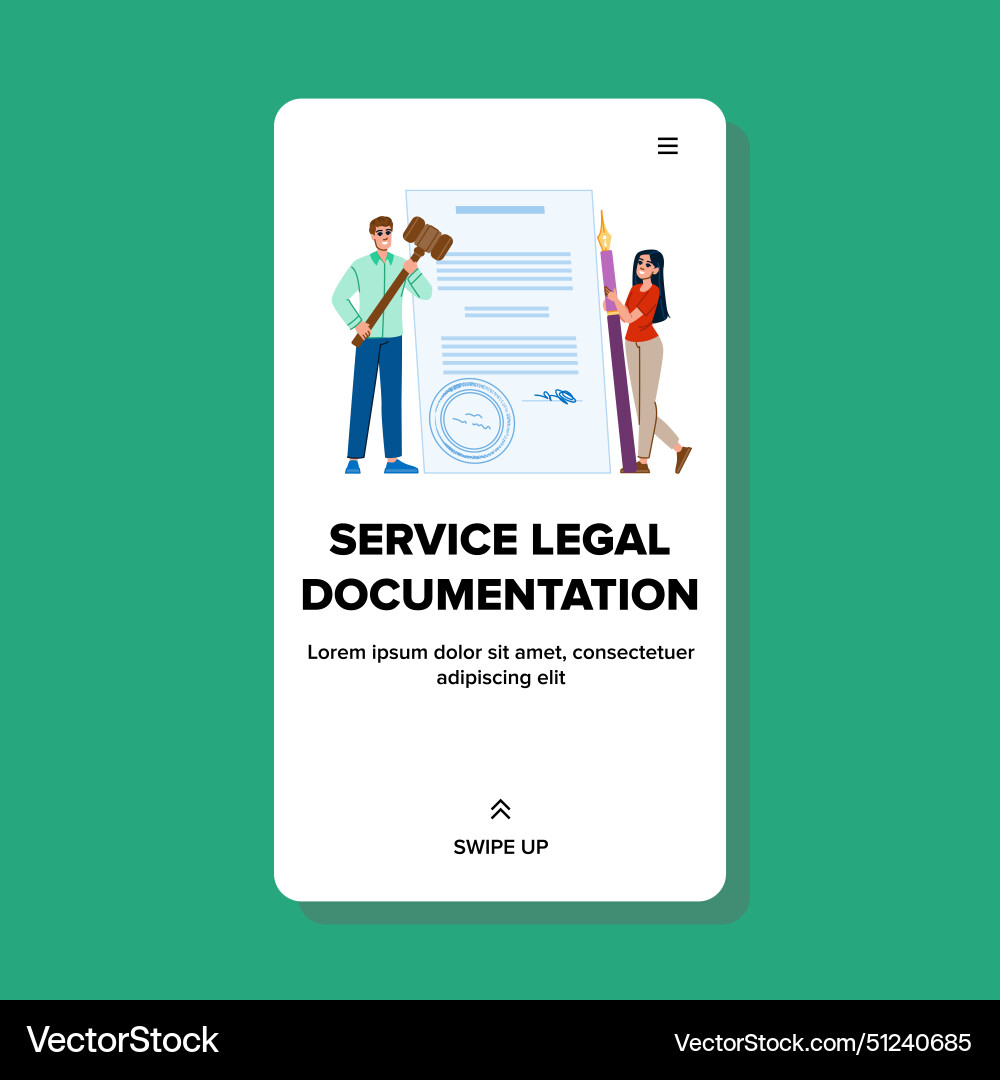 Contract service legal documentation Royalty Free Vector