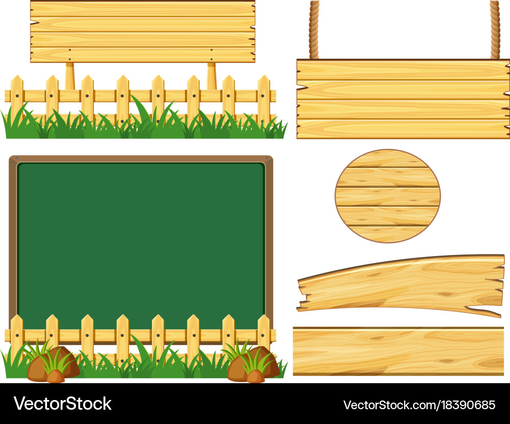 Different designs of wooden board Royalty Free Vector Image